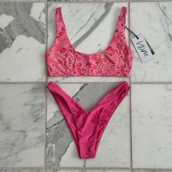 Frankie's Bikinis | Swim | Vdm Pink Reversible Bikini Set | Poshmark